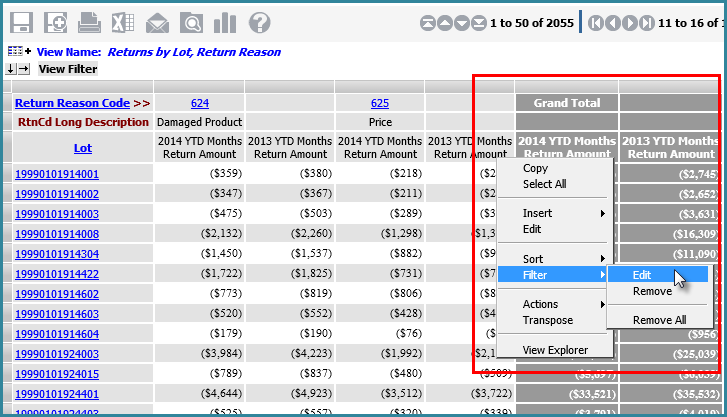 Help -- Guidelines for Sorting and Filtering Totals