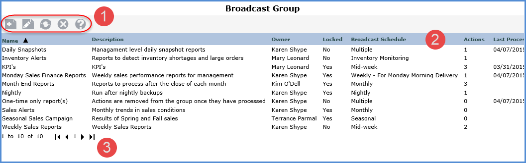 Help -- Broadcast Group List Window
