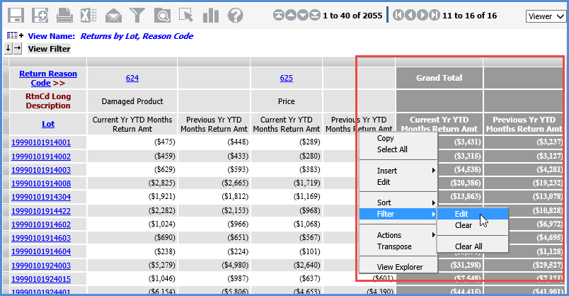 Help -- Guidelines for Sorting and Filtering Totals