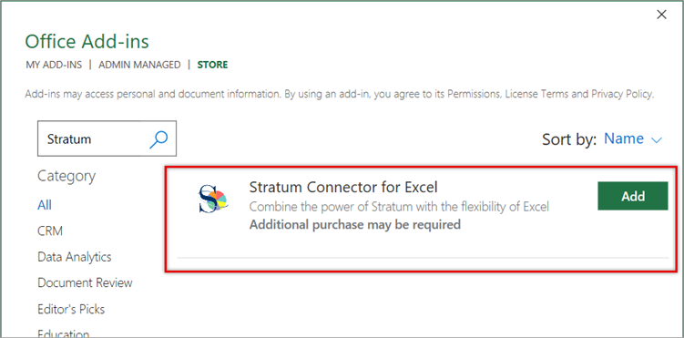 Help -- Stratum Excel Connector Help